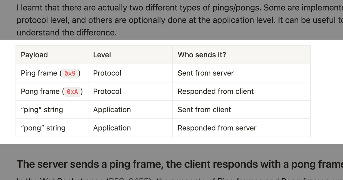 Pings and pongs in WebSocket — There are two different types!